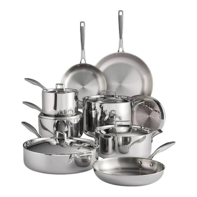 Tramontina 14-Piece Tri-Ply Clad 18/10 Stainless Steel Cookware Set ...
