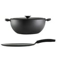 Tramontina 3-piece Cast Iron 7-quart Deep Kadai & Flat Tawa Cookware ...