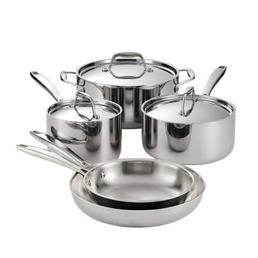 Tramontina 10-Piece Tri-Ply Clad Stainless Steel Cookware Set, with Glass Lids - Walmart.com