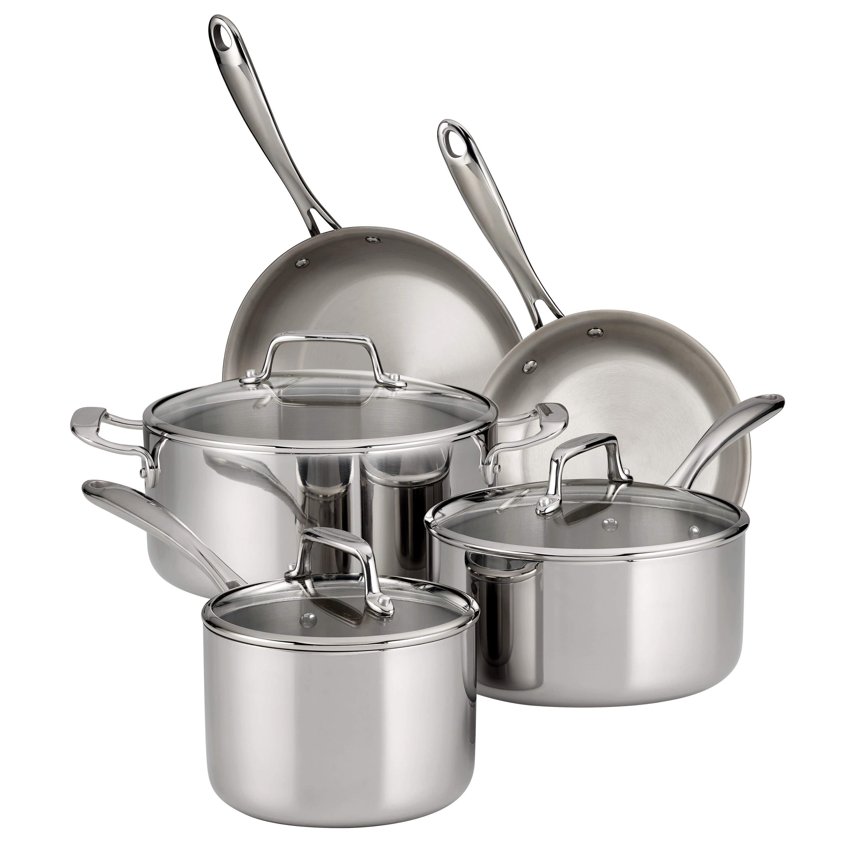 Tramontina 12-Piece Tri-Ply Clad Stainless Steel Cookware Set, with Glass Lids - Walmart.com