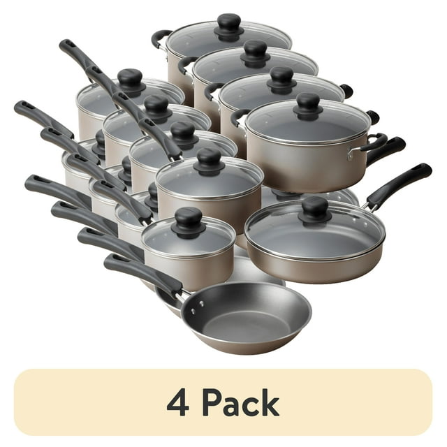 (4 pack) Tramontina 9-Piece Non-Stick Cookware Set, Champagne - Walmart.com