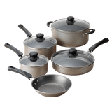 Tramontina 9-Piece Non-Stick Kitchen Cookware Set, Pots with Lids & Small Pans, Champagne ...