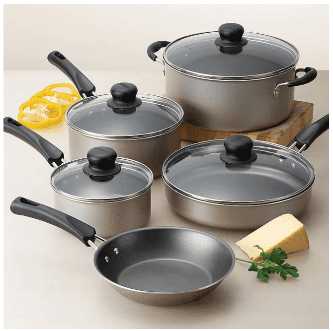 Tramontina 9 Piece Non-Stick Pots & Pans Cookware Set, Champagne ...