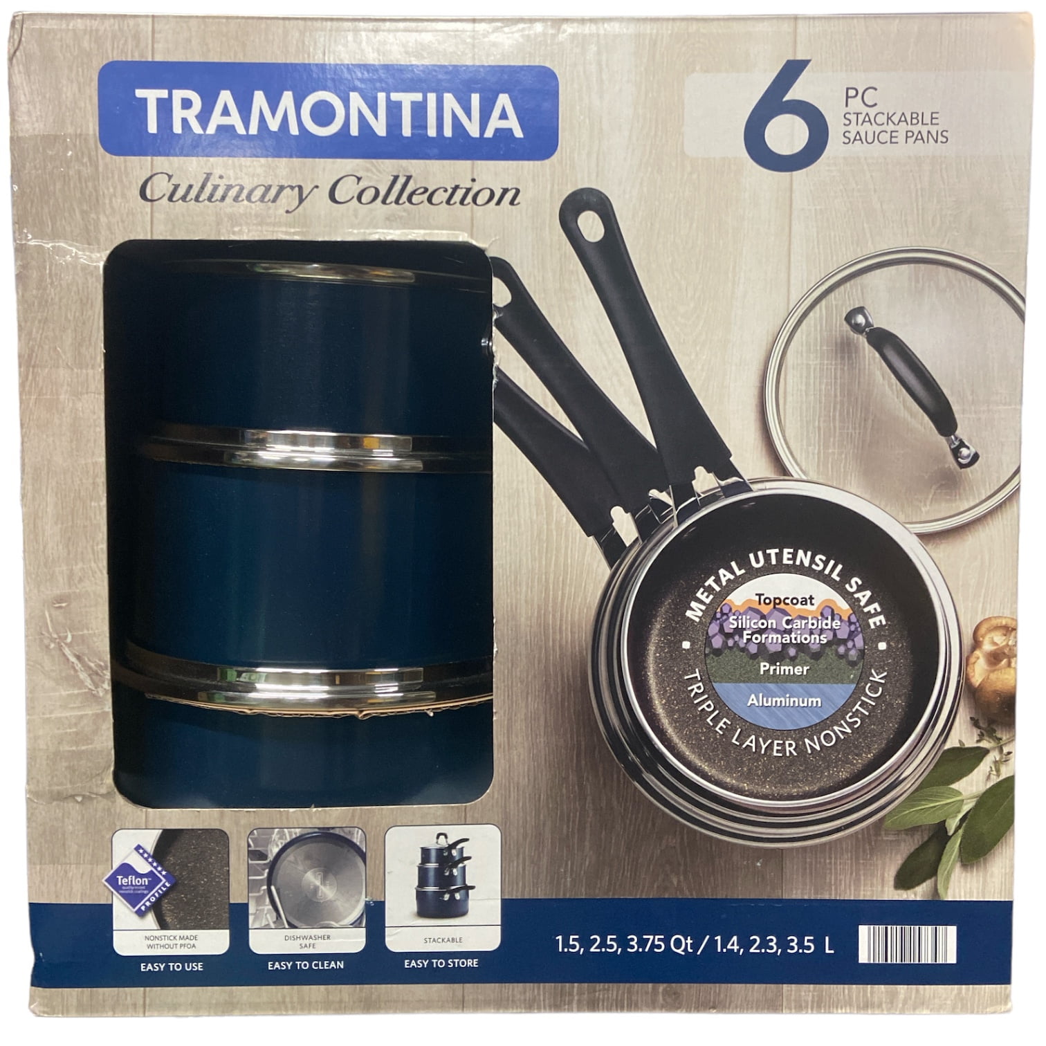 Tramontina Culinary Collection 6 Piece Stackable Sauce Pans (Blue ...