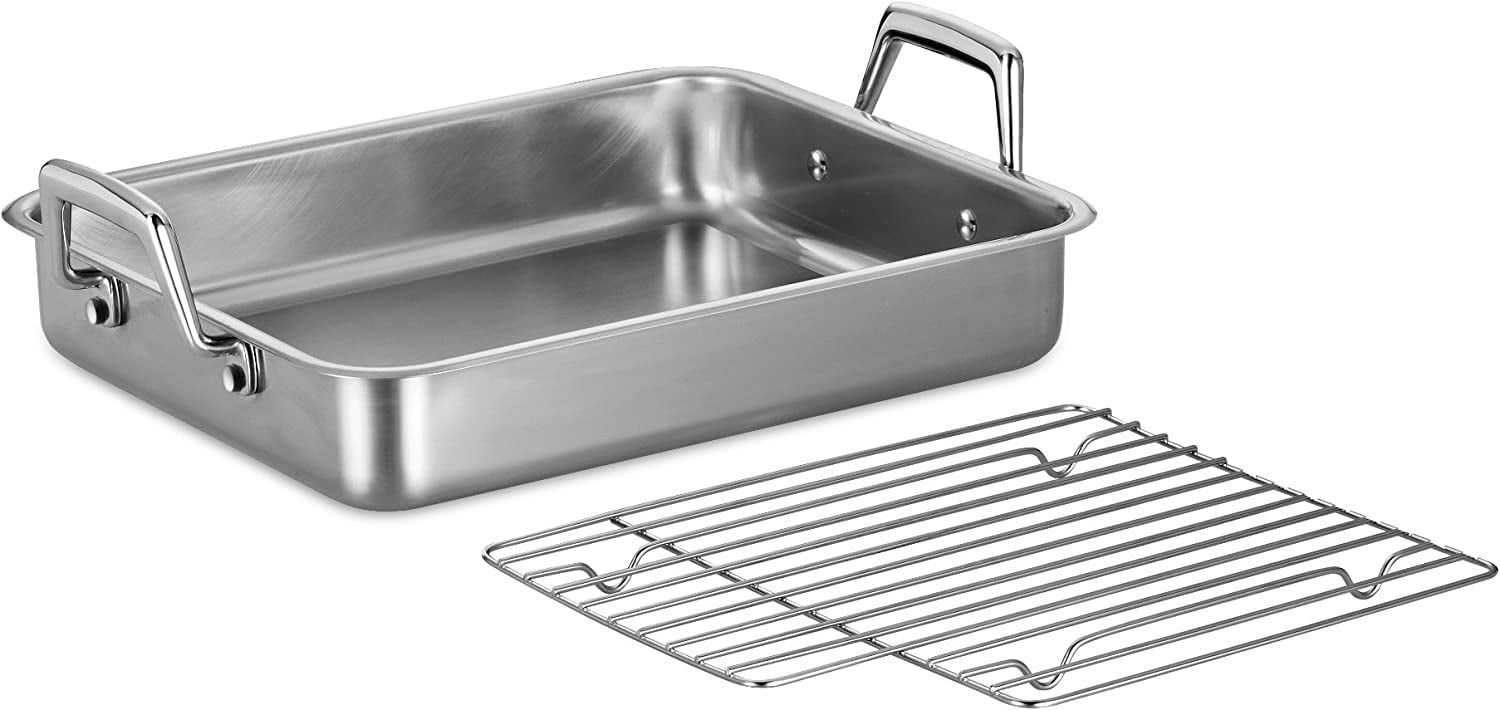 Tramontina Rectangular Roasting Pan with Basting Grill Stainless Steel ...
