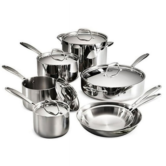 Tramontina 12-Piece Gourmet Stainless Cookware Set: Tri-Ply Clad ...