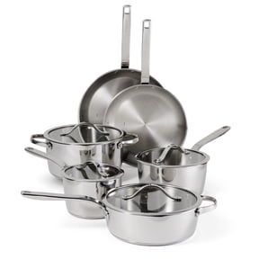 Mainstays Stainless Steel 10-Piece Cookware Set with Dutch Oven, Saute ...