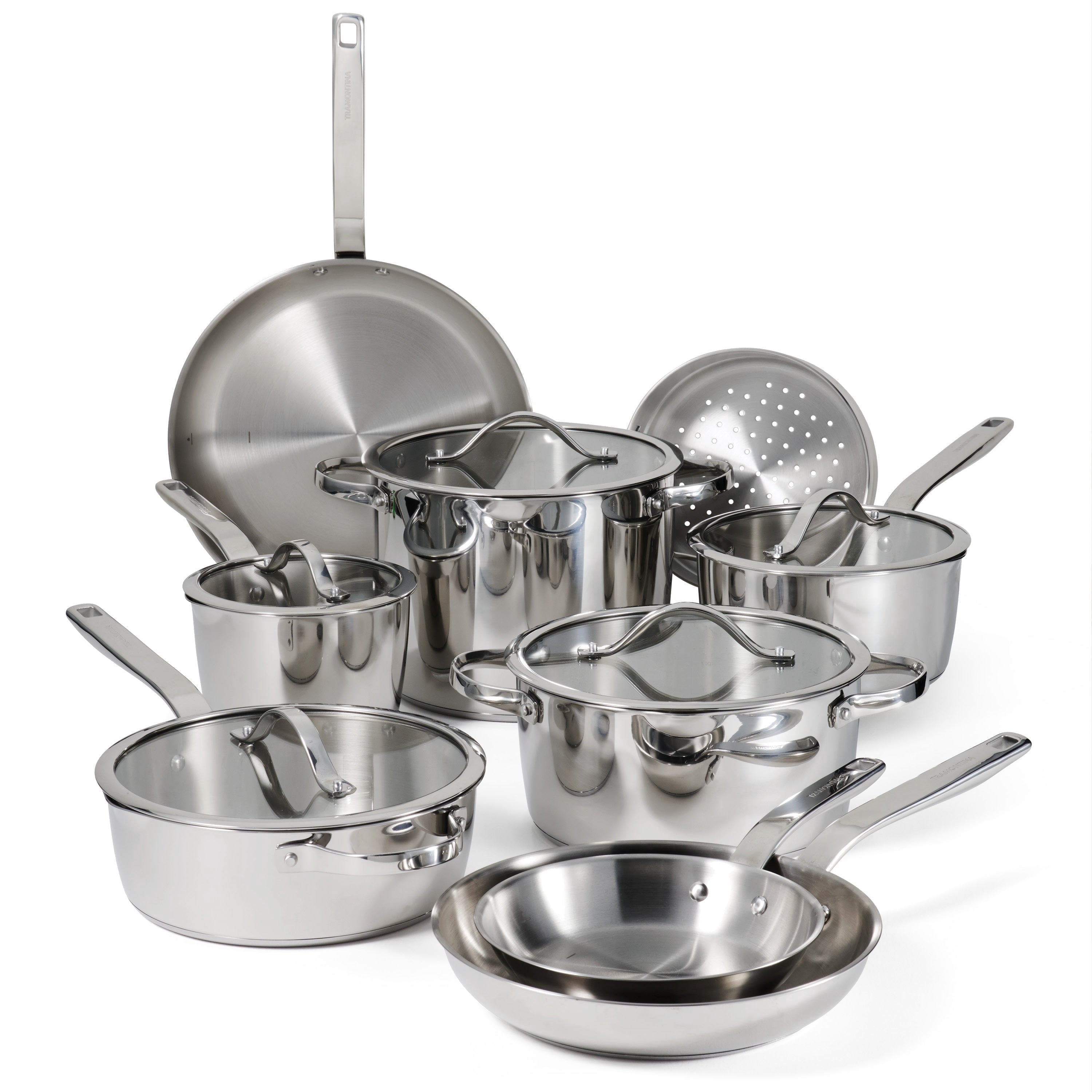 Tramontina Tempo Tri-Ply Base Stainless Steel Cookware Set, 14-Piece ...