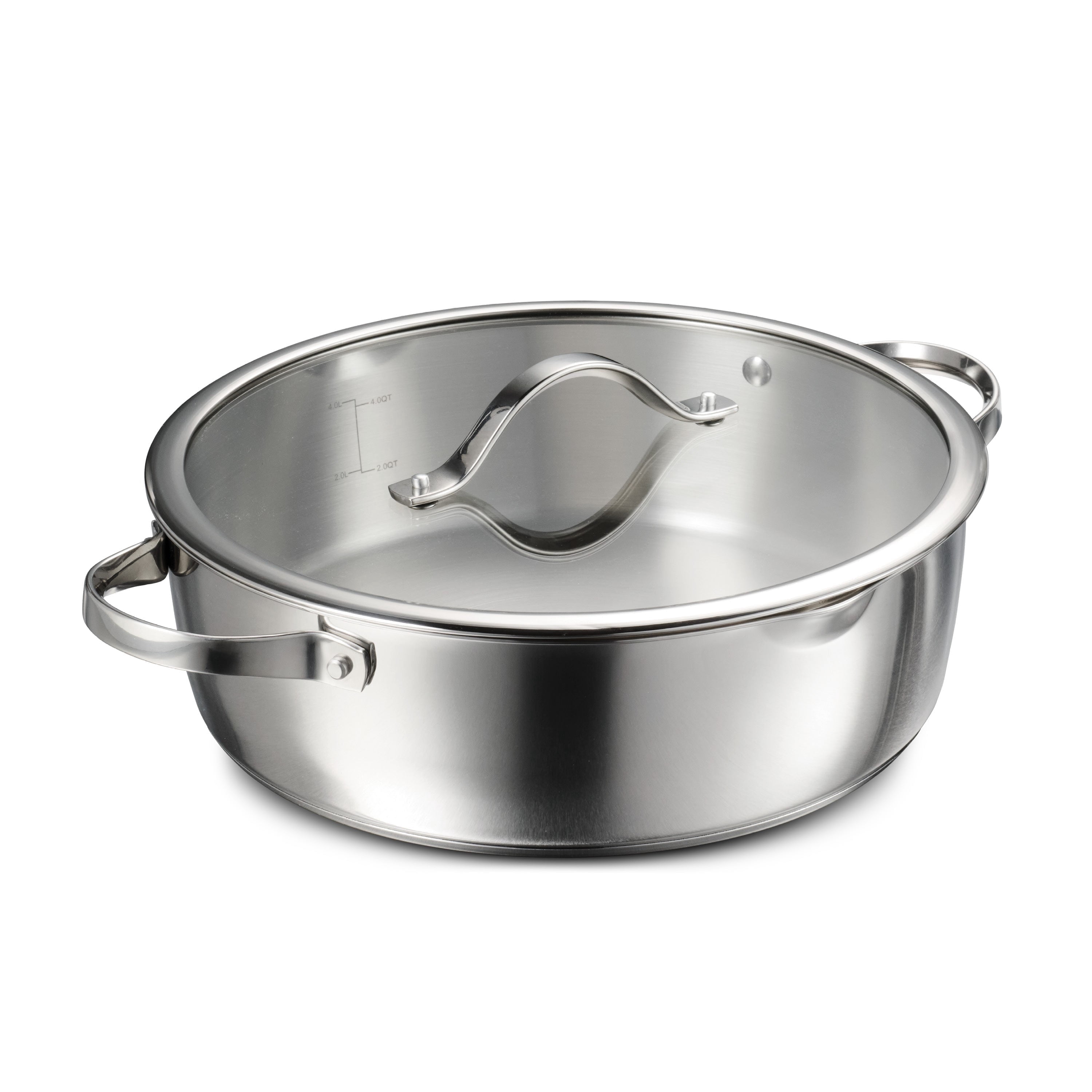 Tramontina Tempo Tri-Ply Base Stainless Steel 6-Quart Braiser Pan with ...