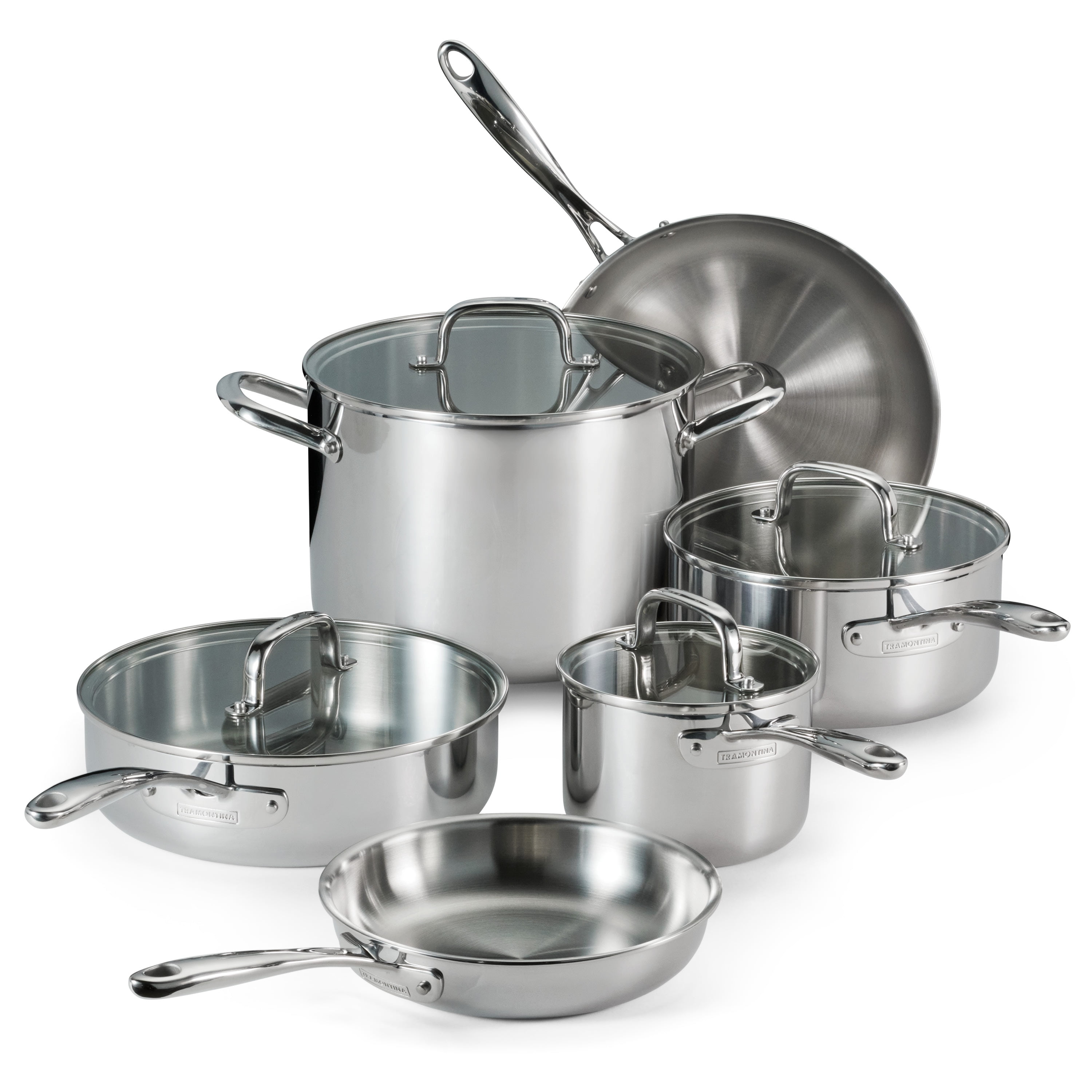 Tramontina Triverge 10 Piece Tri Ply Clad Stainless Steel Cookware Set ...