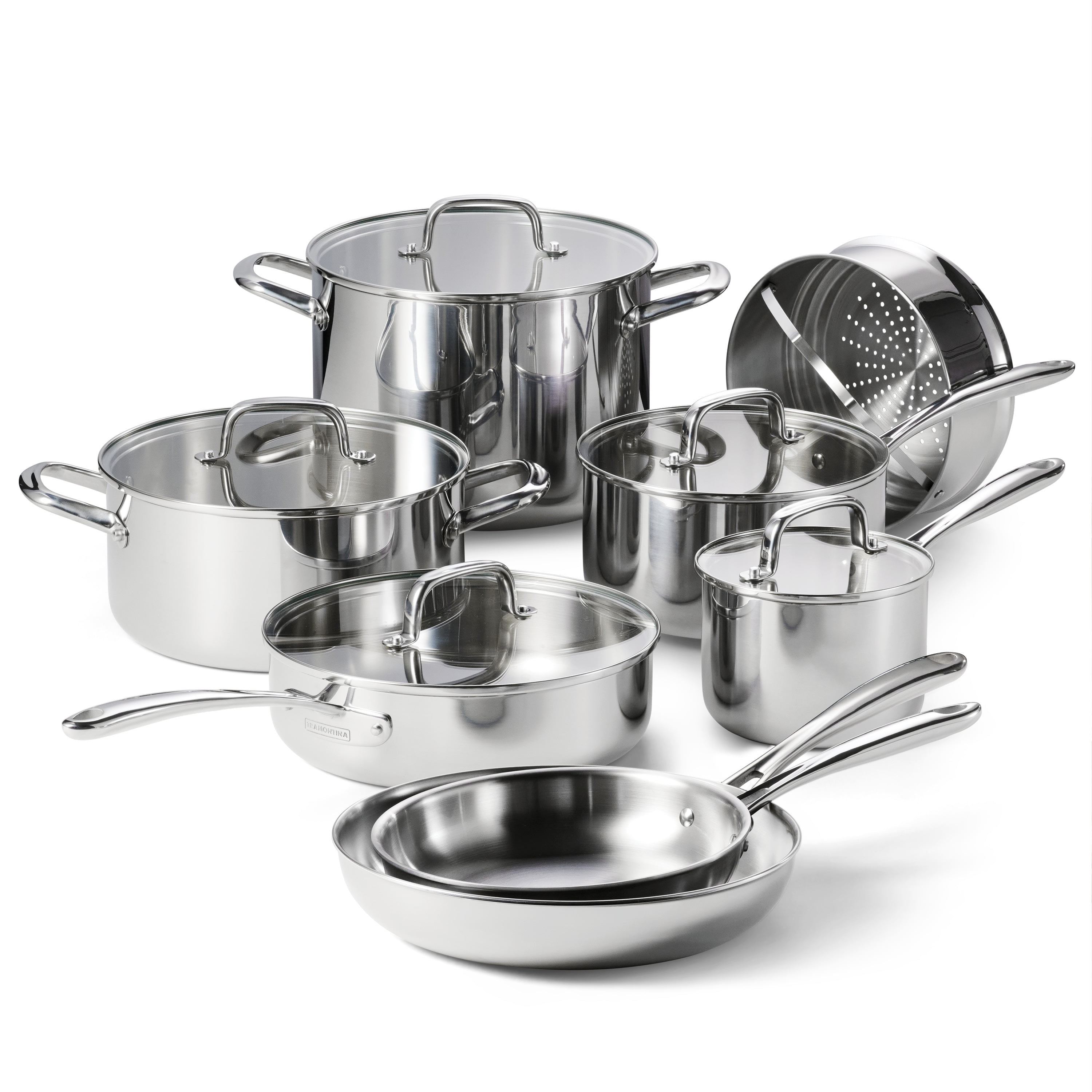 Tramontina Triverge 13 Piece Tri Ply Clad Stainless Steel Cookware Set ...