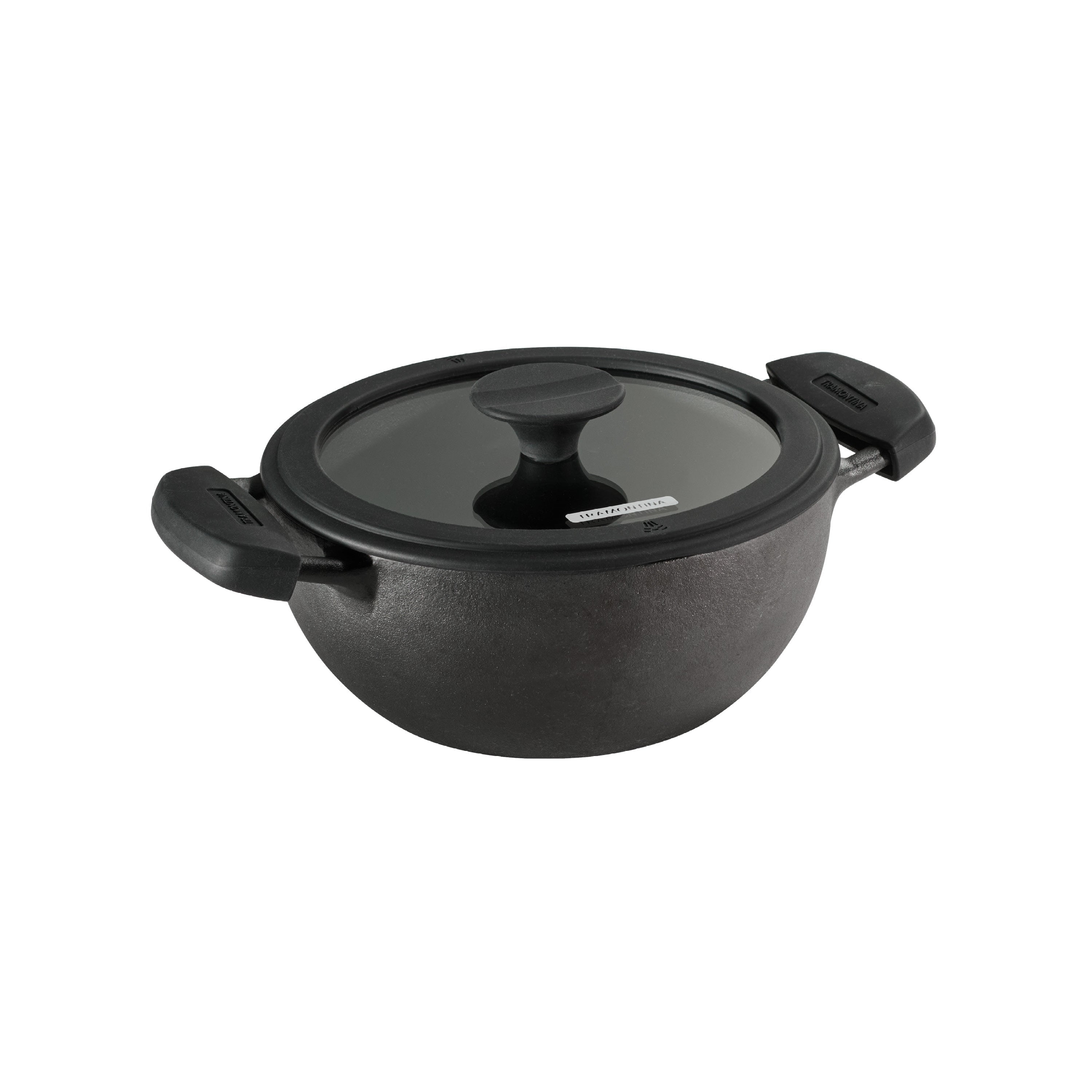 Tramontina Utsava 2.3-Quart Pre-Seasoned Cast Iron Kadai with Lid ...