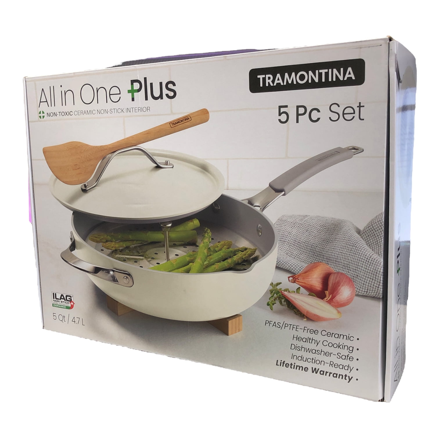 Tramontina 5-Qt. Stove Top All-in-One Plus Pan with Stainless Lid ...