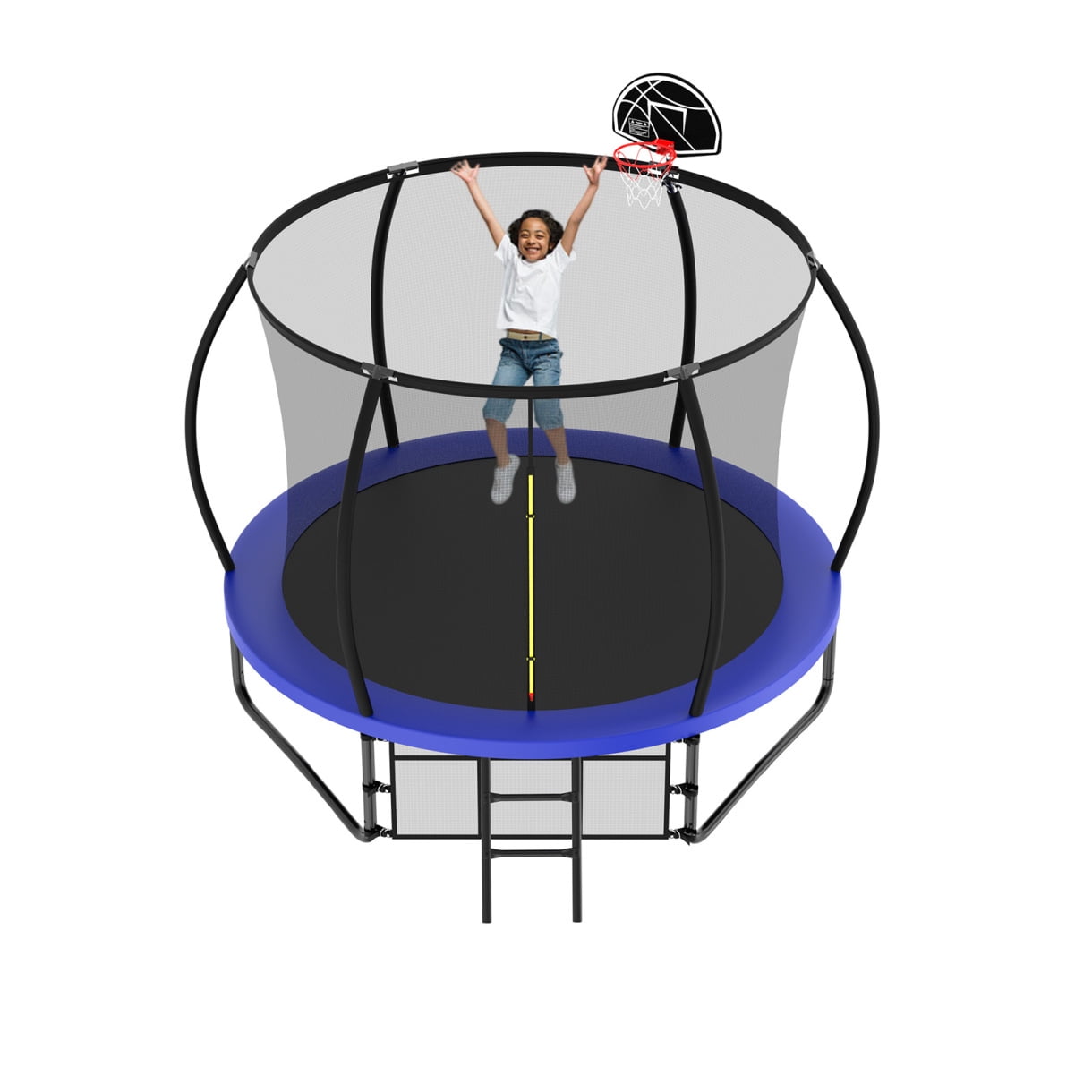 Trampoline, 10ft Trampoline Outdoor with Basketball Hoop & 2 Steps ...