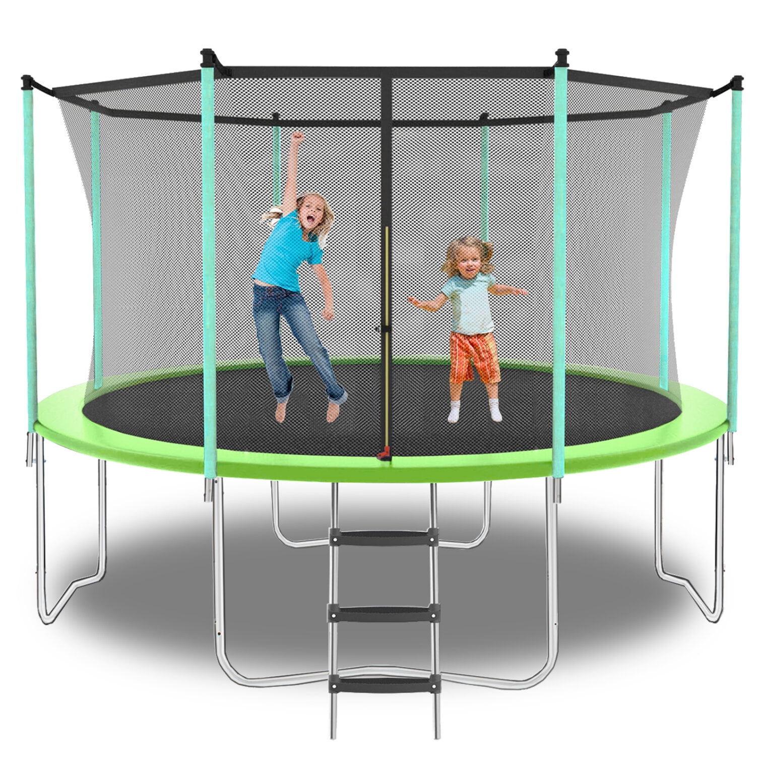 Trampoline, 12FT Recreational Trampolines with Enclosure Net and Ladder ...