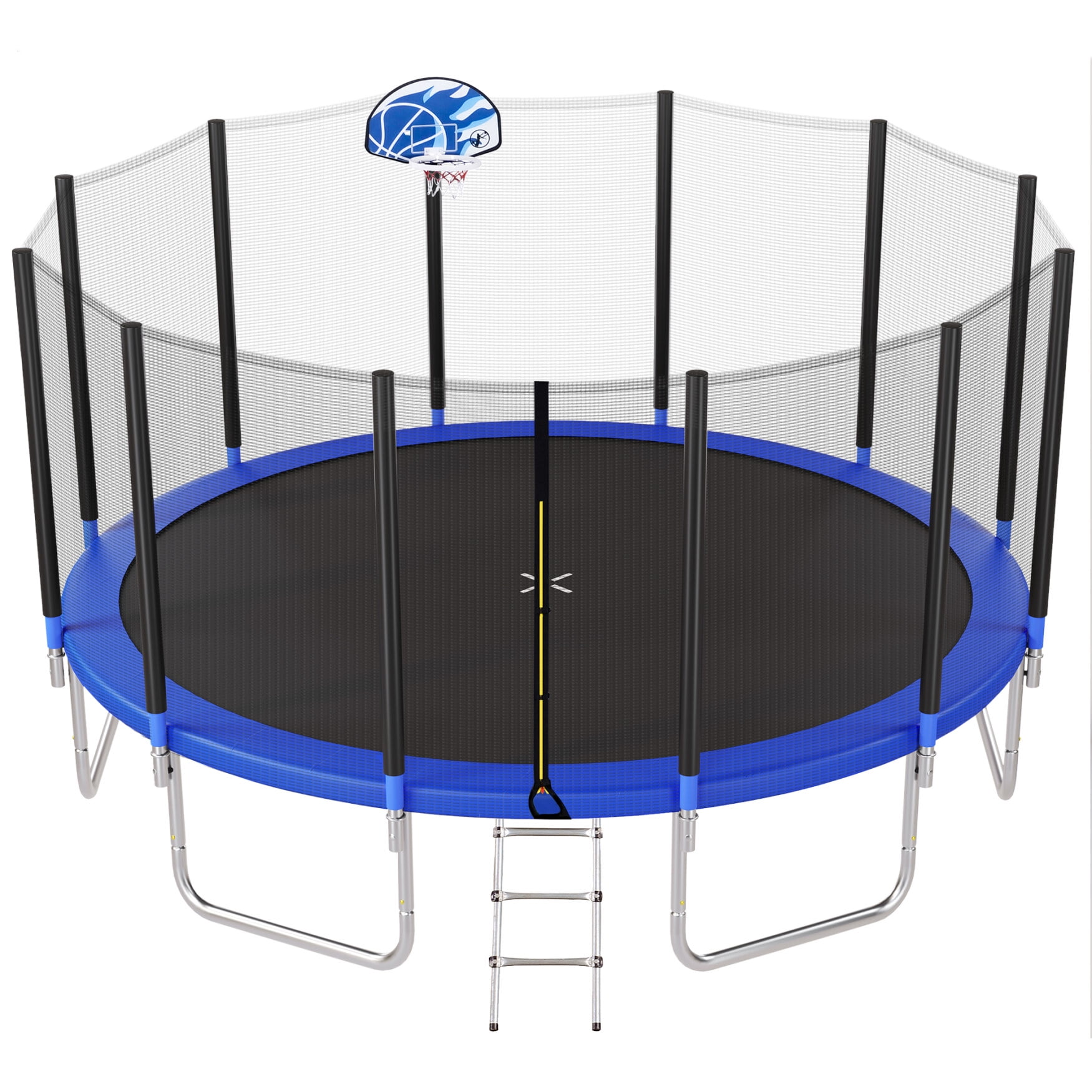 Trampoline, 16 FT Trampoline with Basketball Hoop & 3 Steps Ladder ...