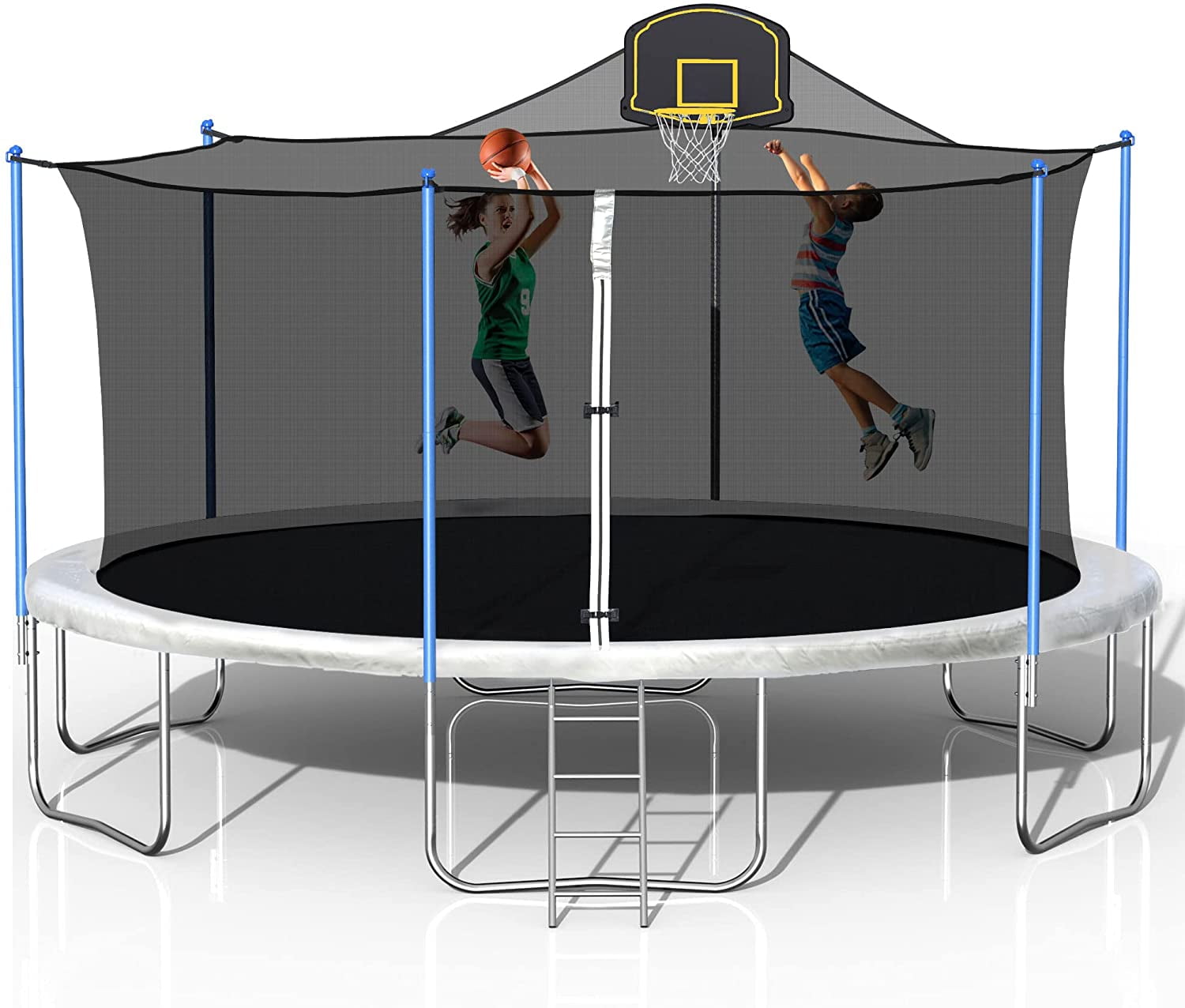 Safe 16 FT Trampoline with Enclosure Net, Ladder, Springs & Assembly ...