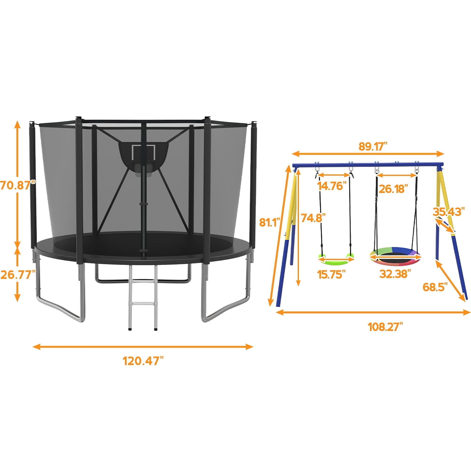 Trampoline 10FT Trampoline for Adults Kids, 1000LBS No Gap Design ...