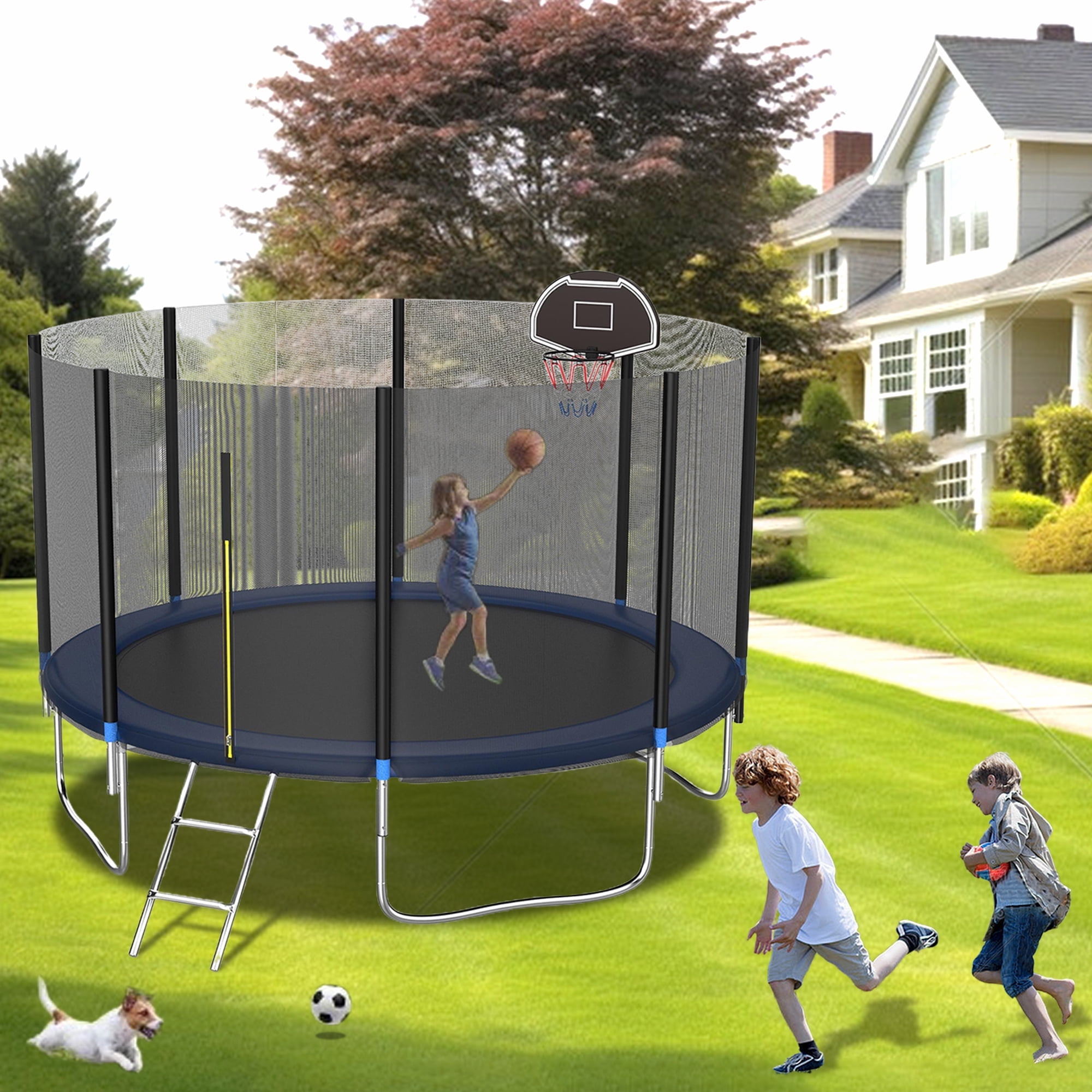 10FT Tranpoline for Kids with Safety Enclosure Net Recreational ...