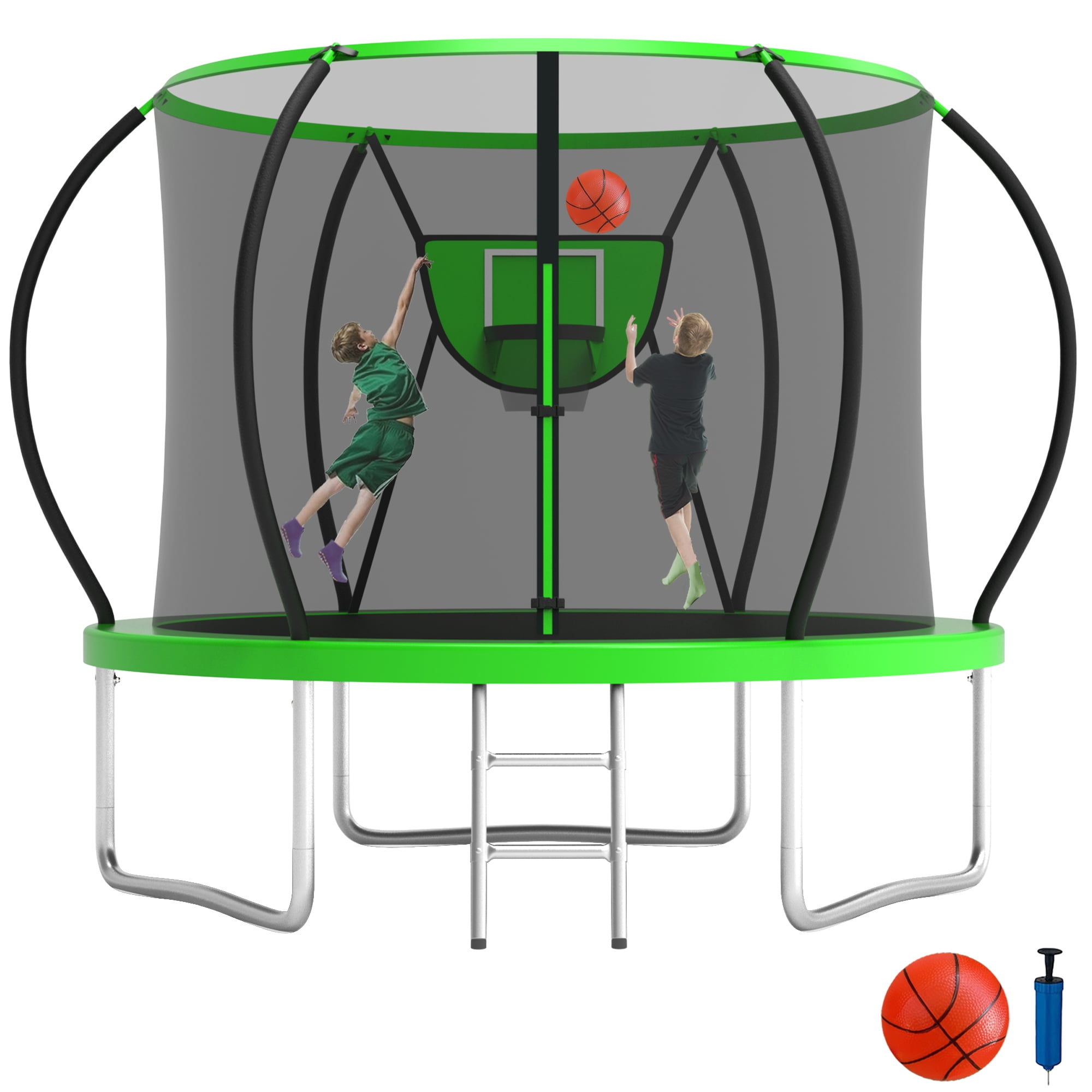 KOFUN 8FT Trampoline with Basketball Hoop, 800LBS Heavy Duty Trampoline ...