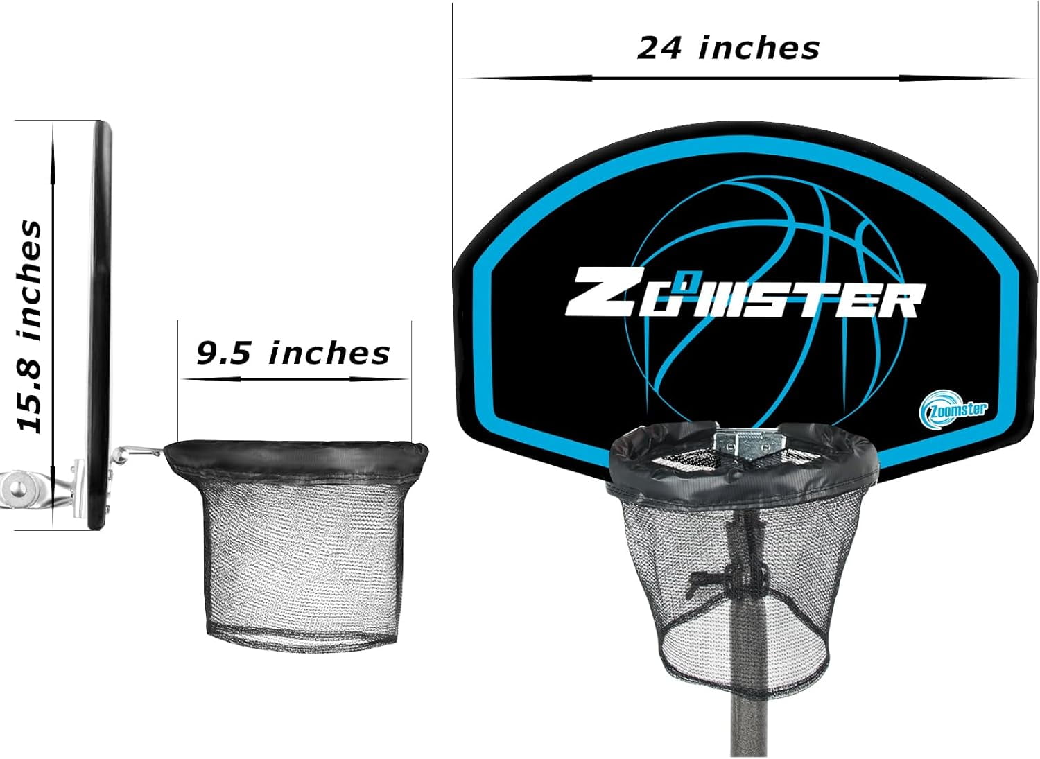 Trampoline Basketball Hoop Attachment Blue for 25mm - 38mm Poles, Easy ...