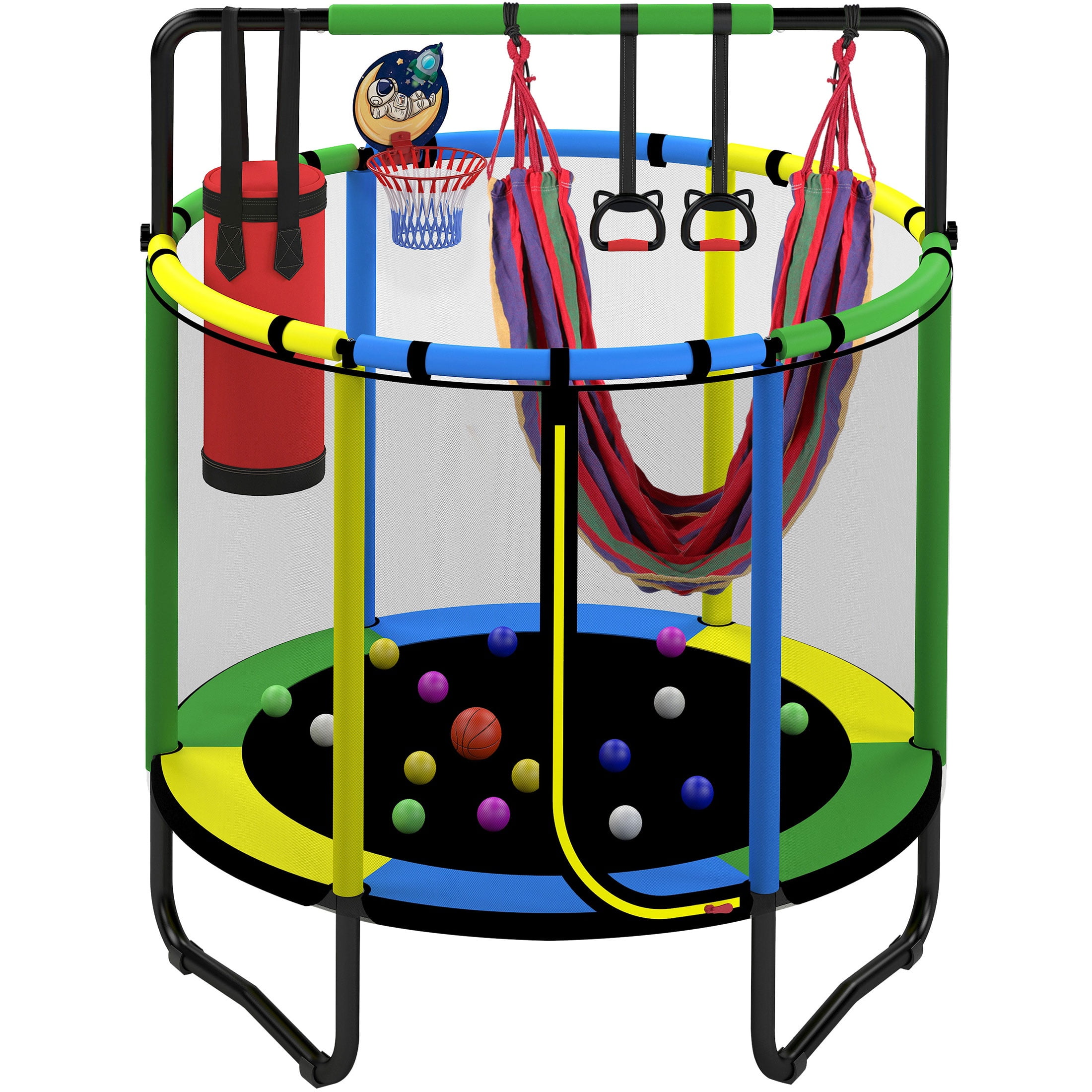 Trampoline with Basketball Hoop for Kids, SEGMART 55" Indoor Outdoor ...