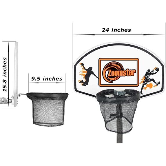Trampoline Basketball Hoop - Portable, Universal Clamp for Curved and ...