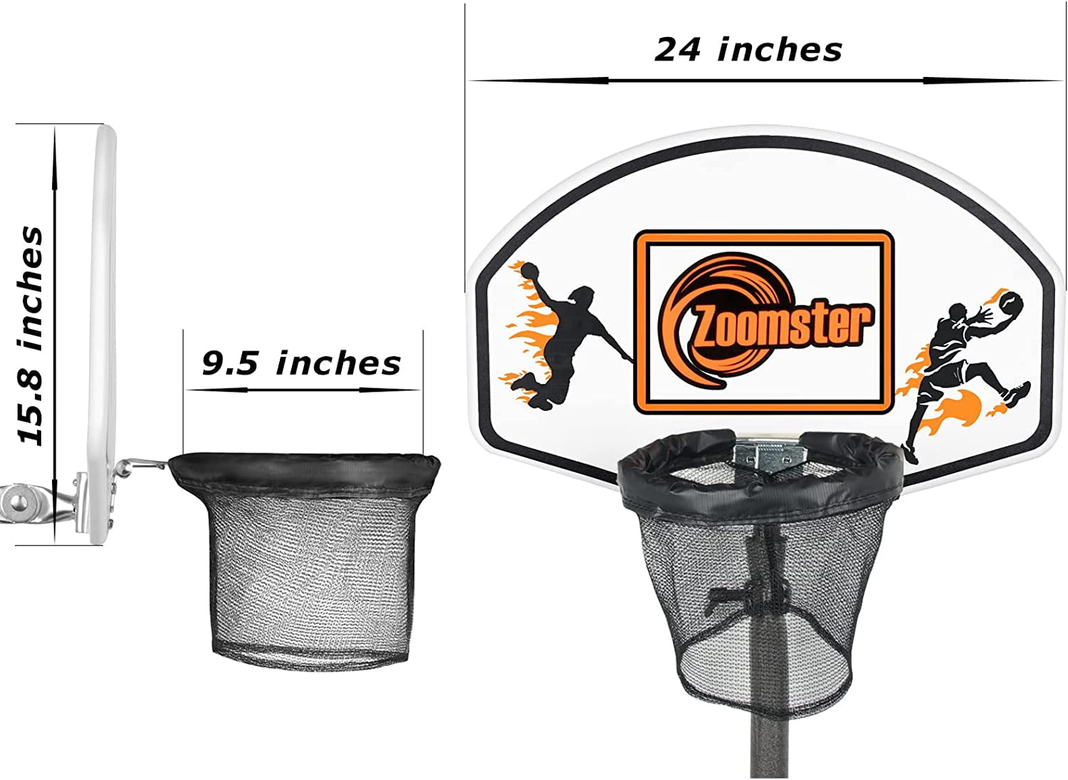 Trampoline Basketball Hoop with Mini Basketball Easy to Install ...