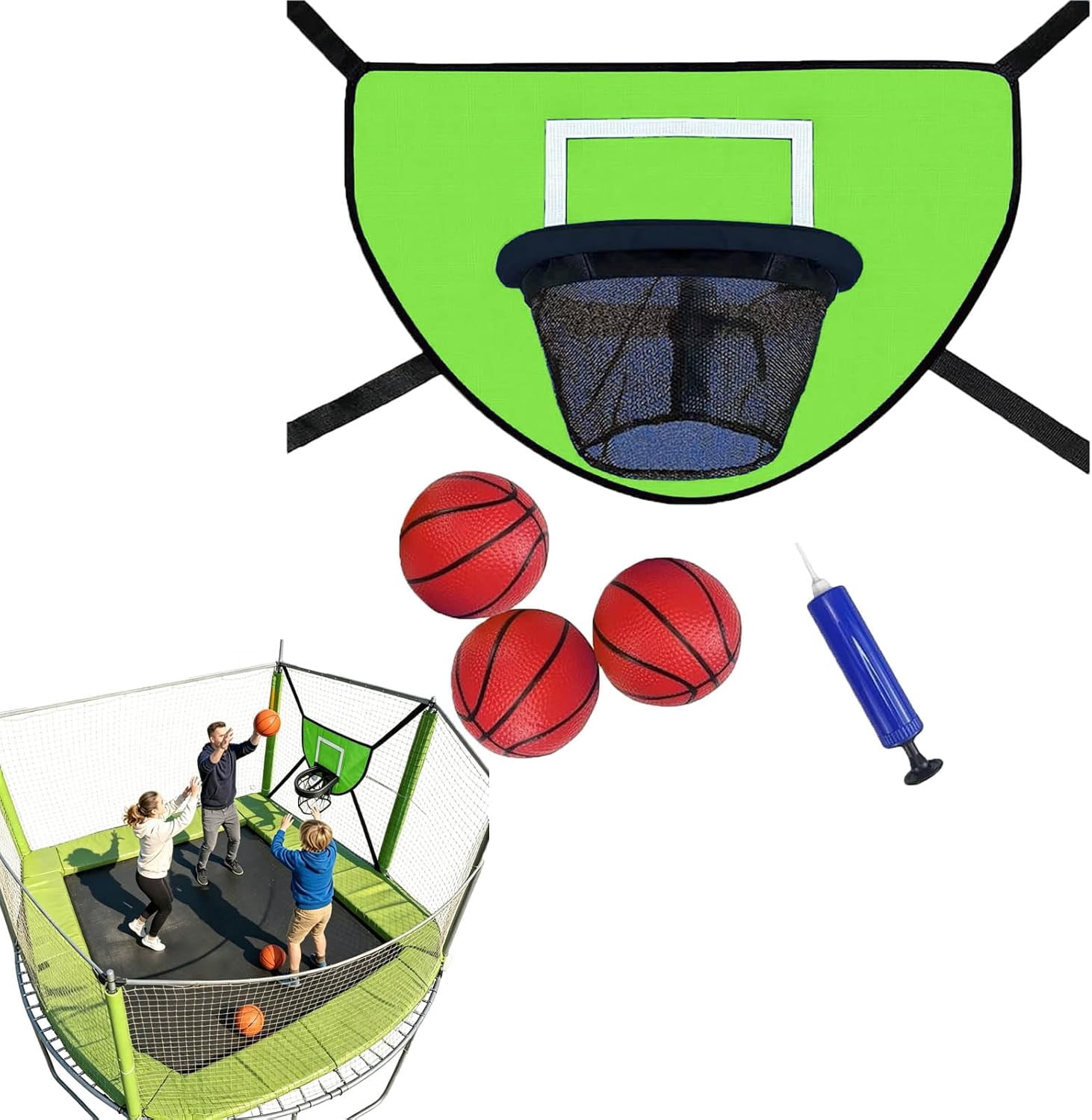 Trampoline Basketball Set With 3 Balls Lightweight Frame Small ...