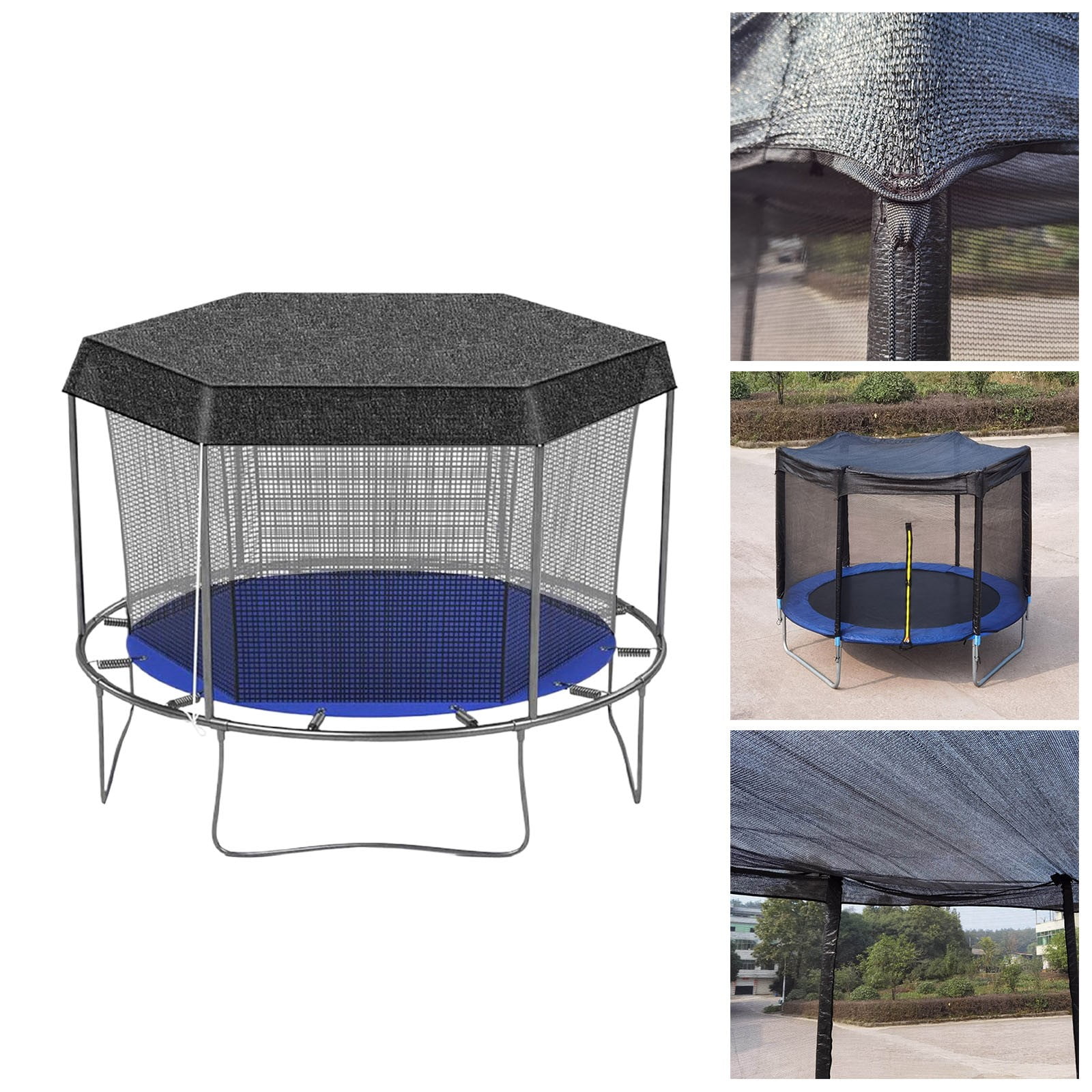 Trampoline Cover Round, 6 8 10 12 Feet 90% Sunblock Shade Cloth Black ...