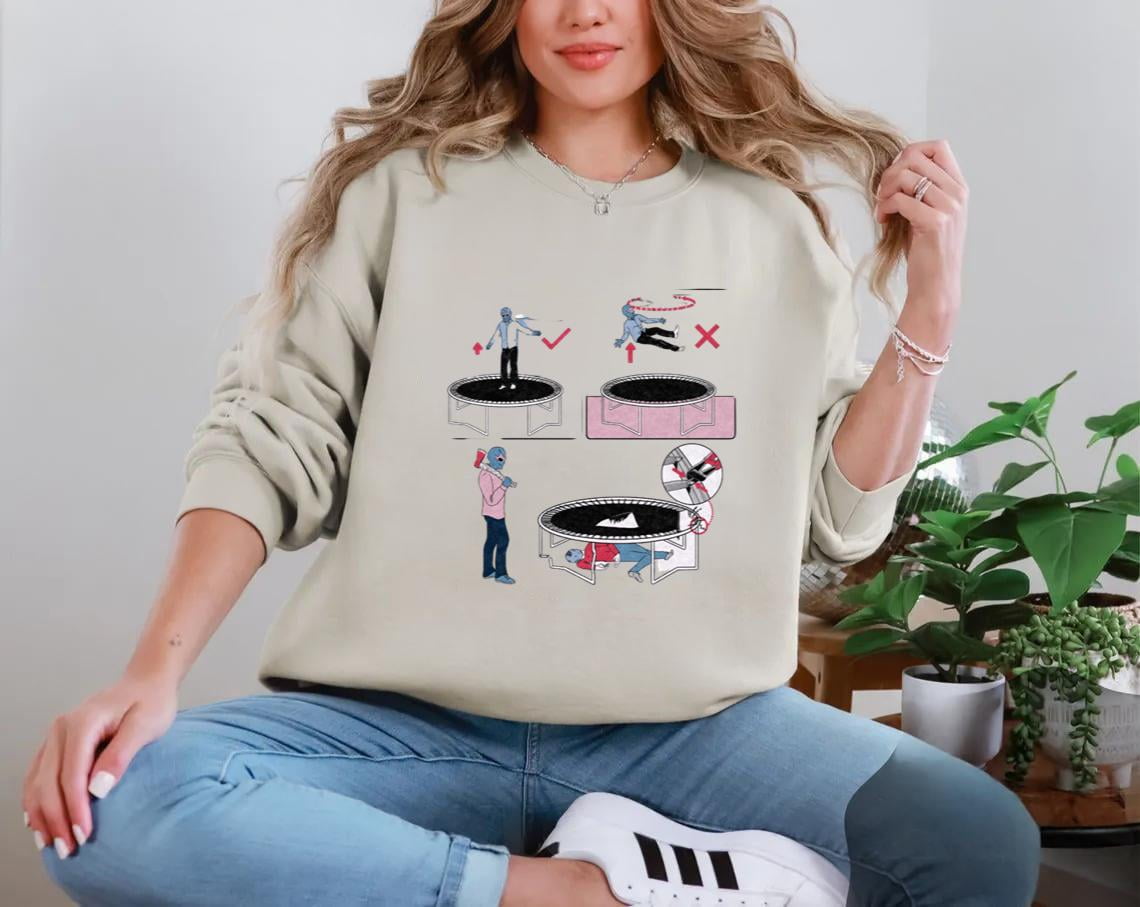 Trampoline Fail Sweatshirt Funny Diagram Joke Graphic, for men & women ...