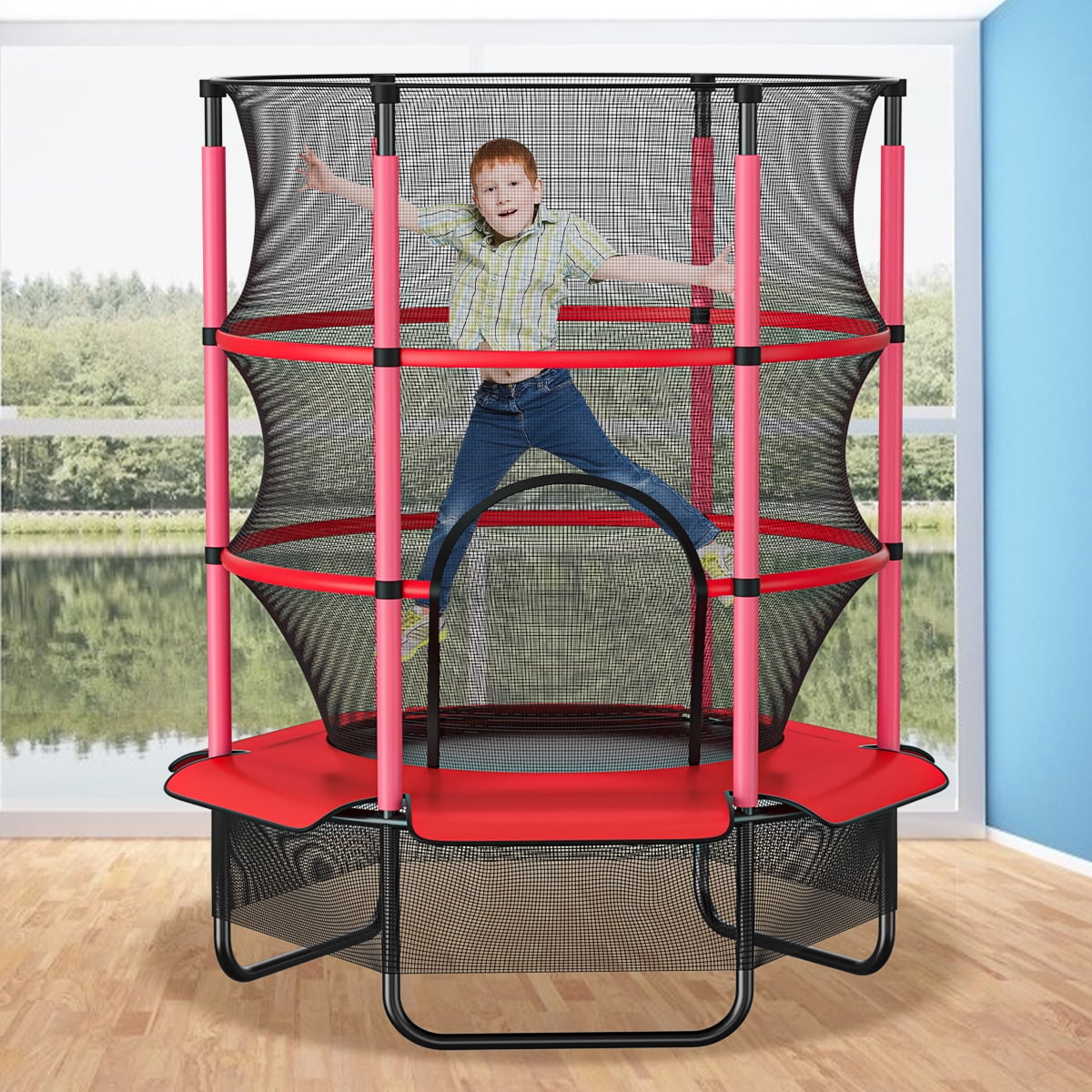 Trampoline for Kids with Enclosure Net, 55'' Mini Children Jumping ...