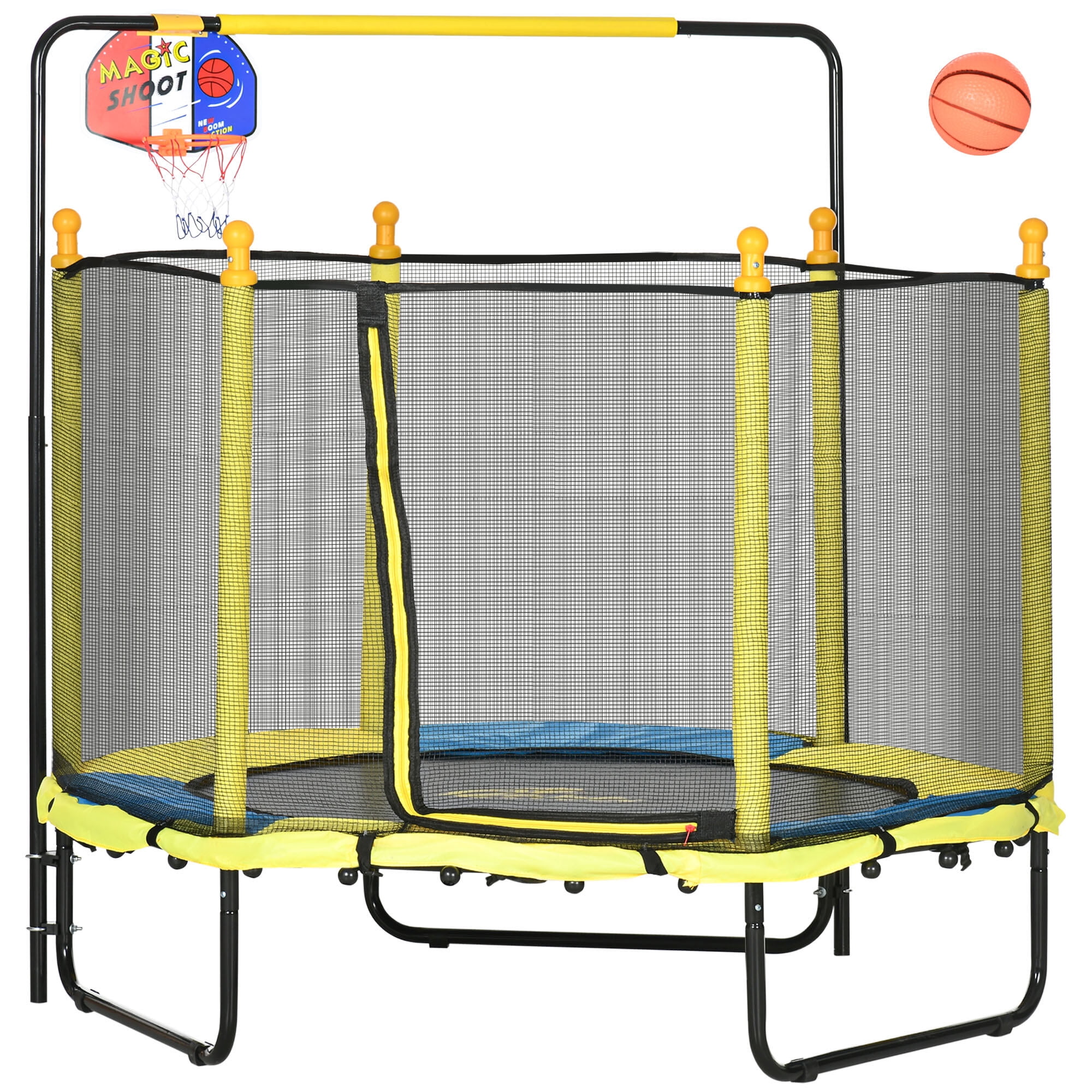 Trampoline For Kids Qaba 4.6' Kids Trampoline with Basketball Hoop ...
