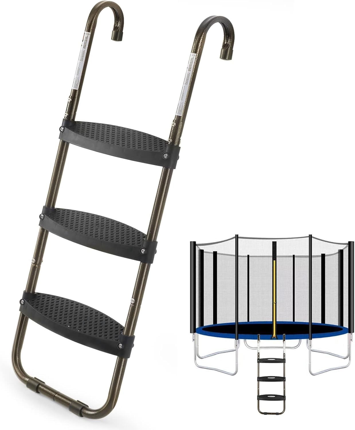 Trampoline Ladder, 3-Step Trampoline Steps with Horizontal Wide Steps ...