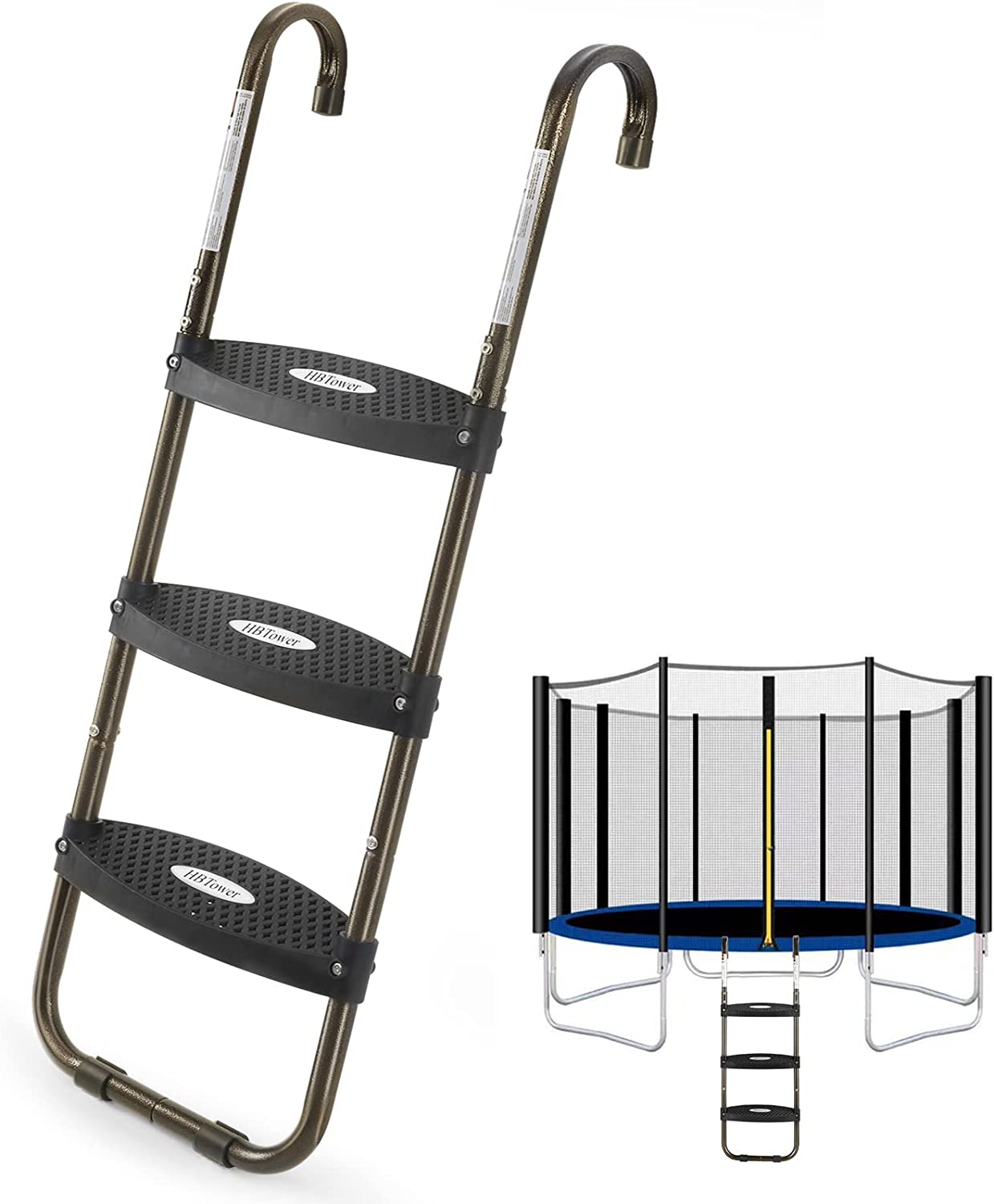 Trampoline Ladder, 3-Step Trampoline Steps with Horizontal Wide Steps ...