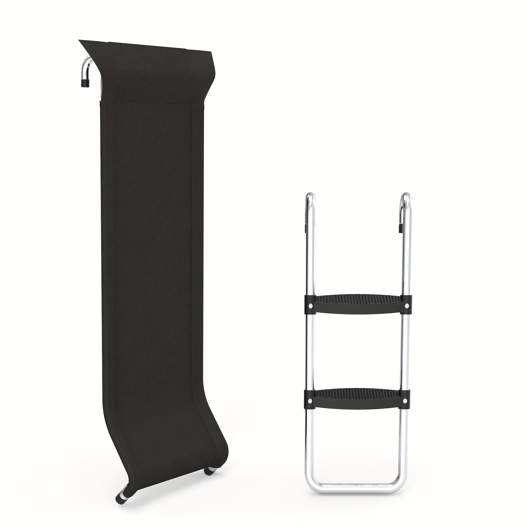 Trampoline Ladder & Slide Kit with 2-Step Wide Safety Ladder, Heavy ...