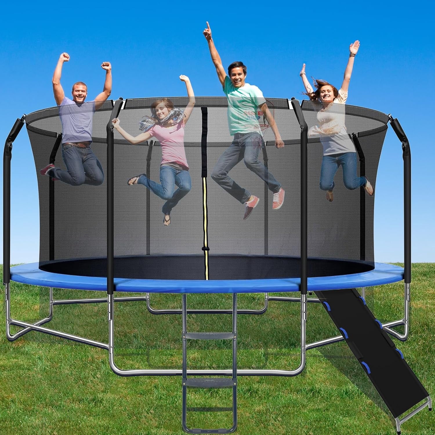 Trampoline Ladder and Slide Kit, Universal Step Ladder with Non-Slip ...