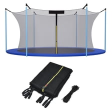 SkyBound Round Trampoline Net with 6 Straight Enclosure Poles for 12 ...