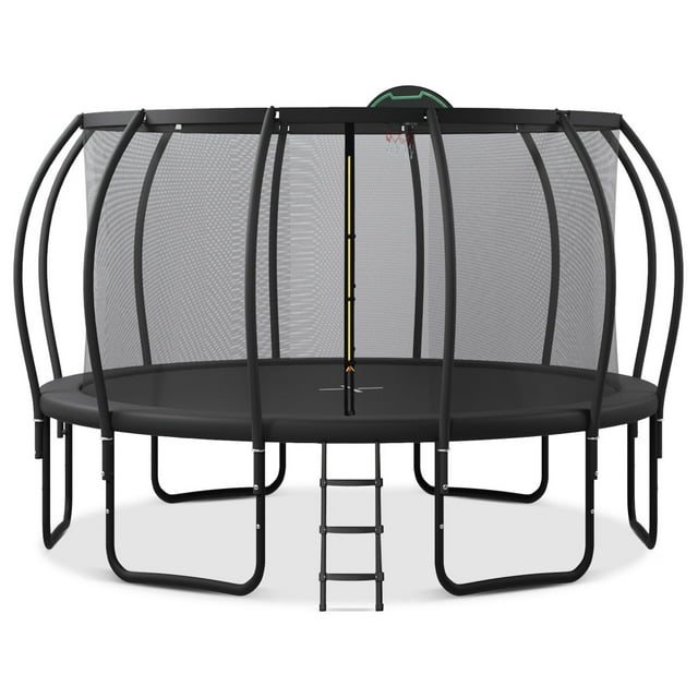 Trampoline Outdoor, 15 FT Trampoline with Enclosure Net and Ladder ...
