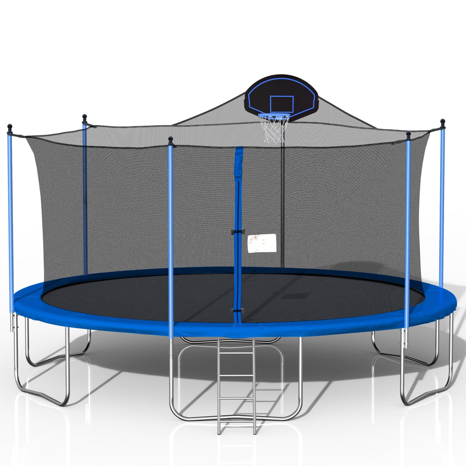 16 FT Heavy Duty Trampoline with Enclosure, Basketball Hoop, Ladder, W ...