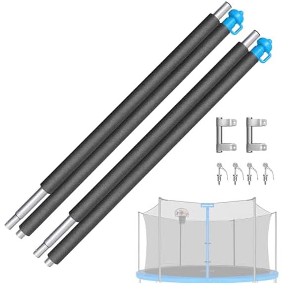 Trampoline Replacement Enclosure Poles with Clamp and Hardware Fits 10 ...