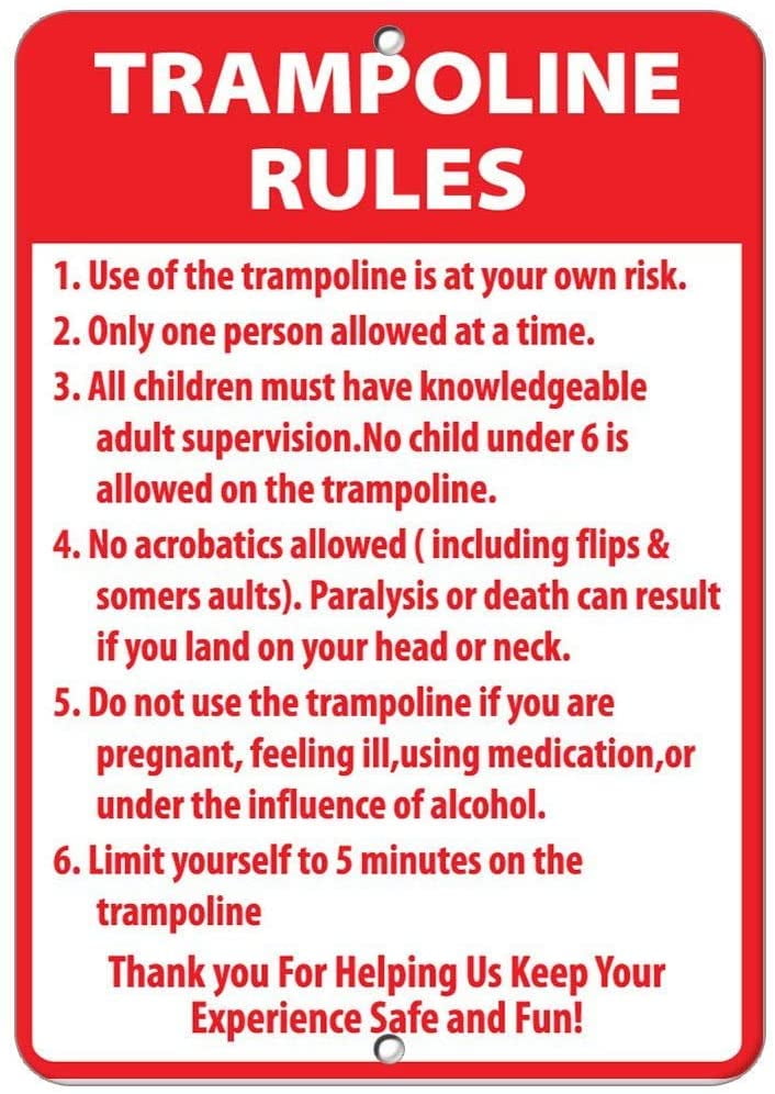 Trampoline Rules Activity Sign Park Signs Park Rules Signs Aluminum ...