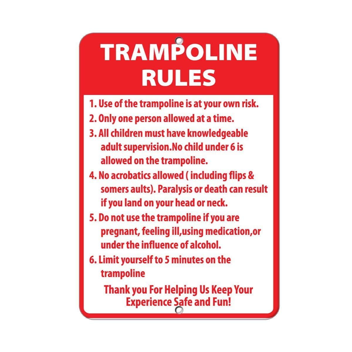 Trampoline Rules Activity Sign Park Signs Park Rules Signs tin Metal ...