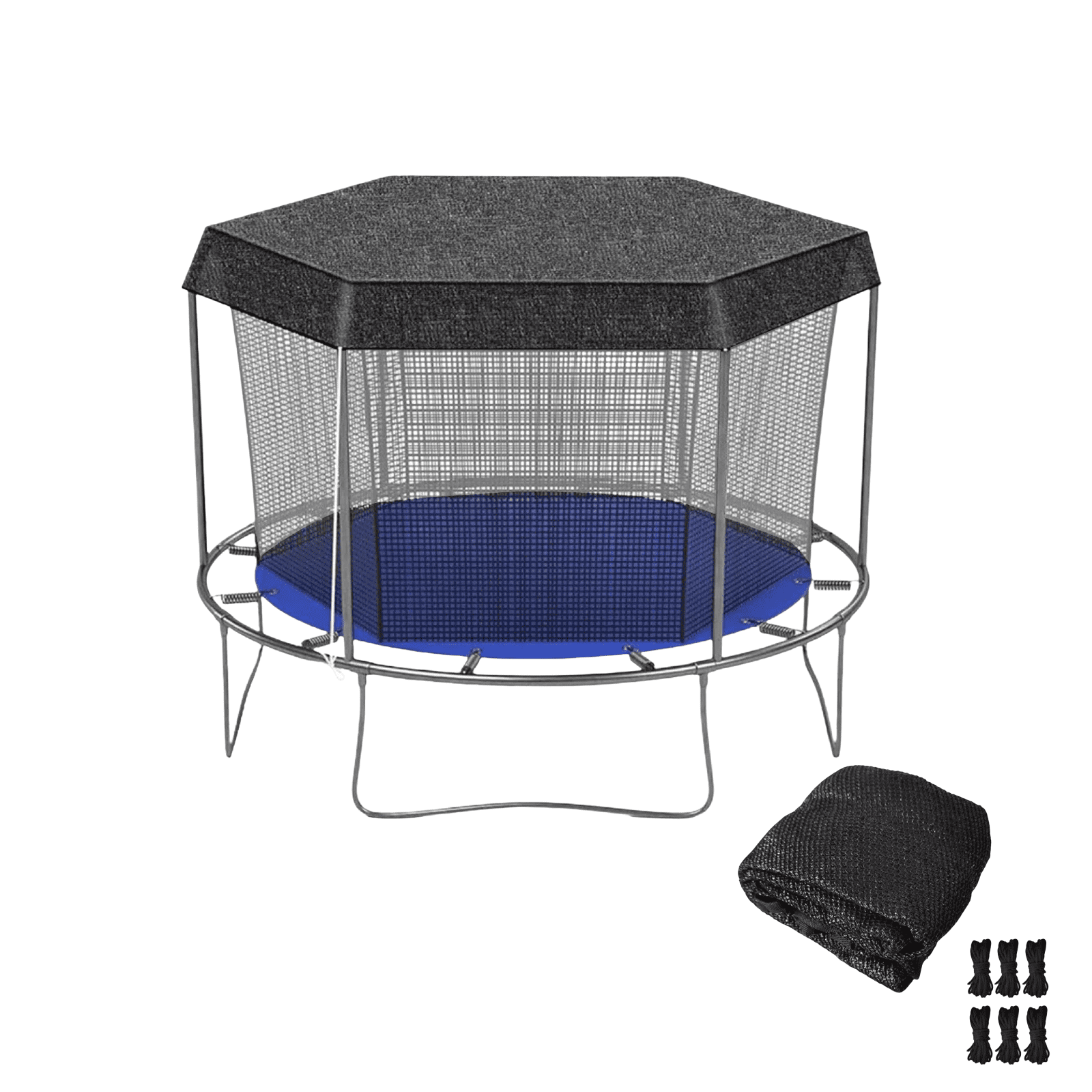 Trampoline Shade Cover - Waterproof Sun Protection for 6ft to 14ft Round Trampolines, Easy to ...