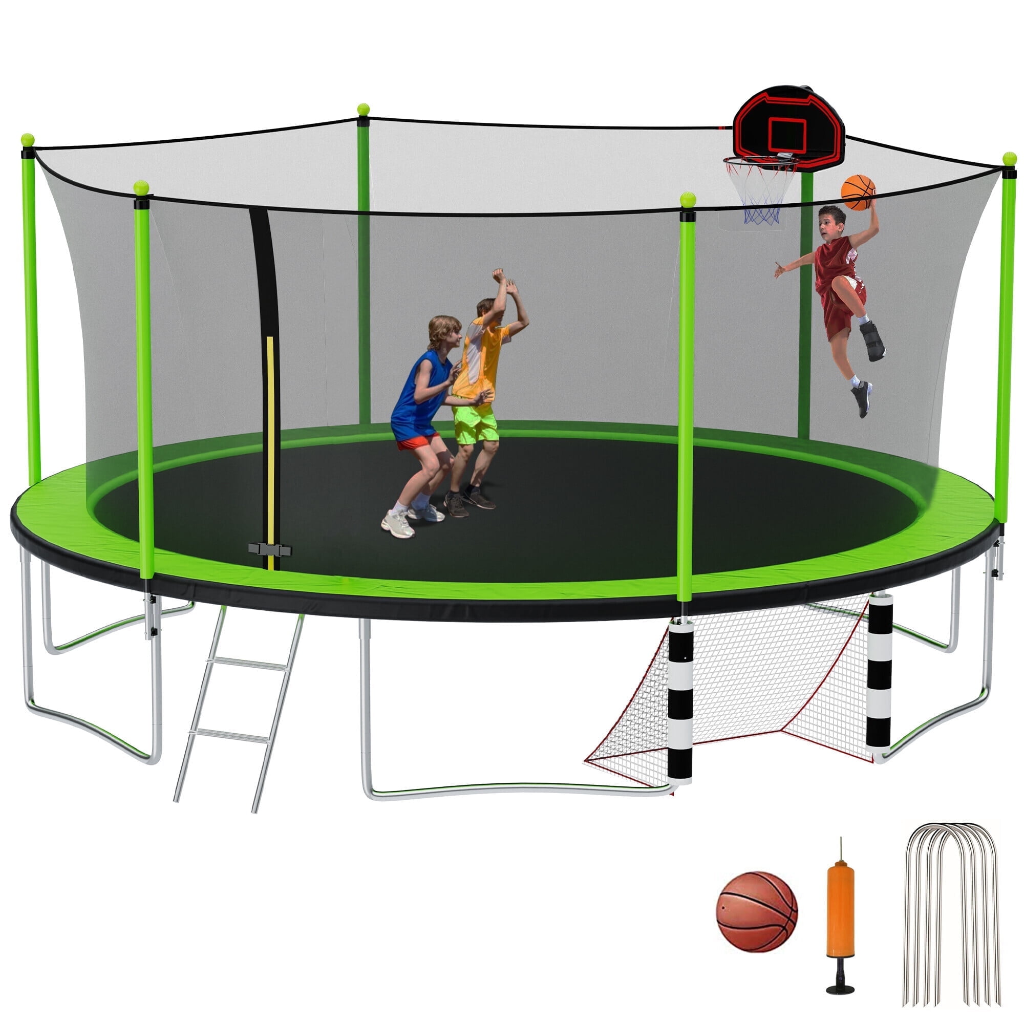 KOFUN 1200LBS 16 FT Trampoline with Soccer Goal, 4 Anchors Kit ...
