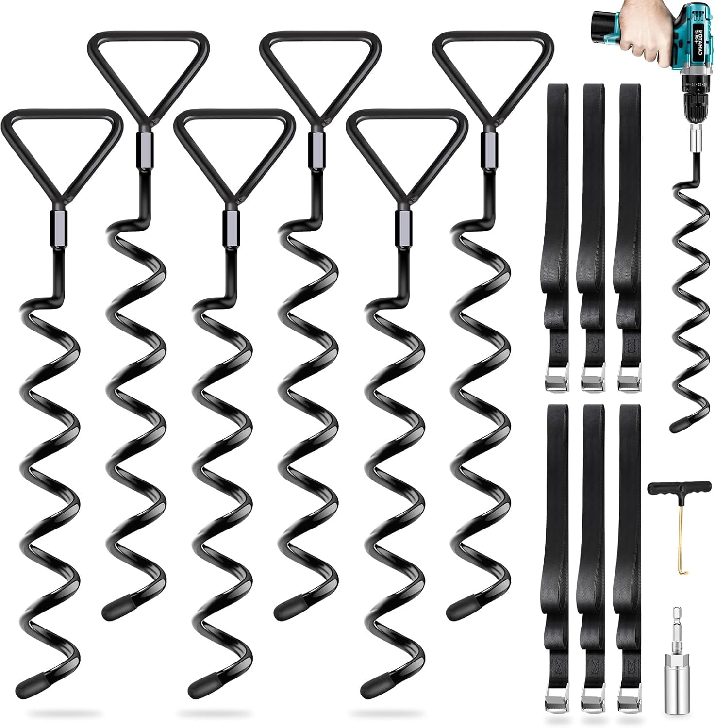 Trampoline Stakes Heavy Duty Trampoline Anchors Kit, Spiral Screw In ...