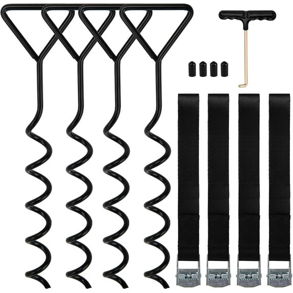 Trampoline Tie Down Anchor Kit, Corkscrew Shape Steel Trampoline Stakes ...