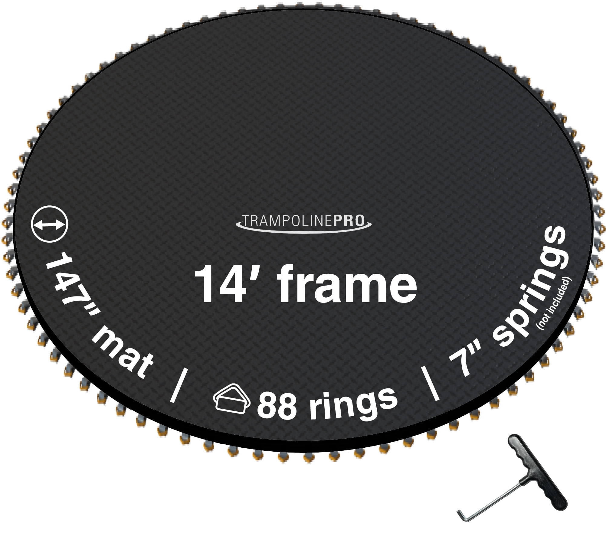 TrampolinePro Trampoline Jumping Mat 14' Round Frame Having 88 Rings ...