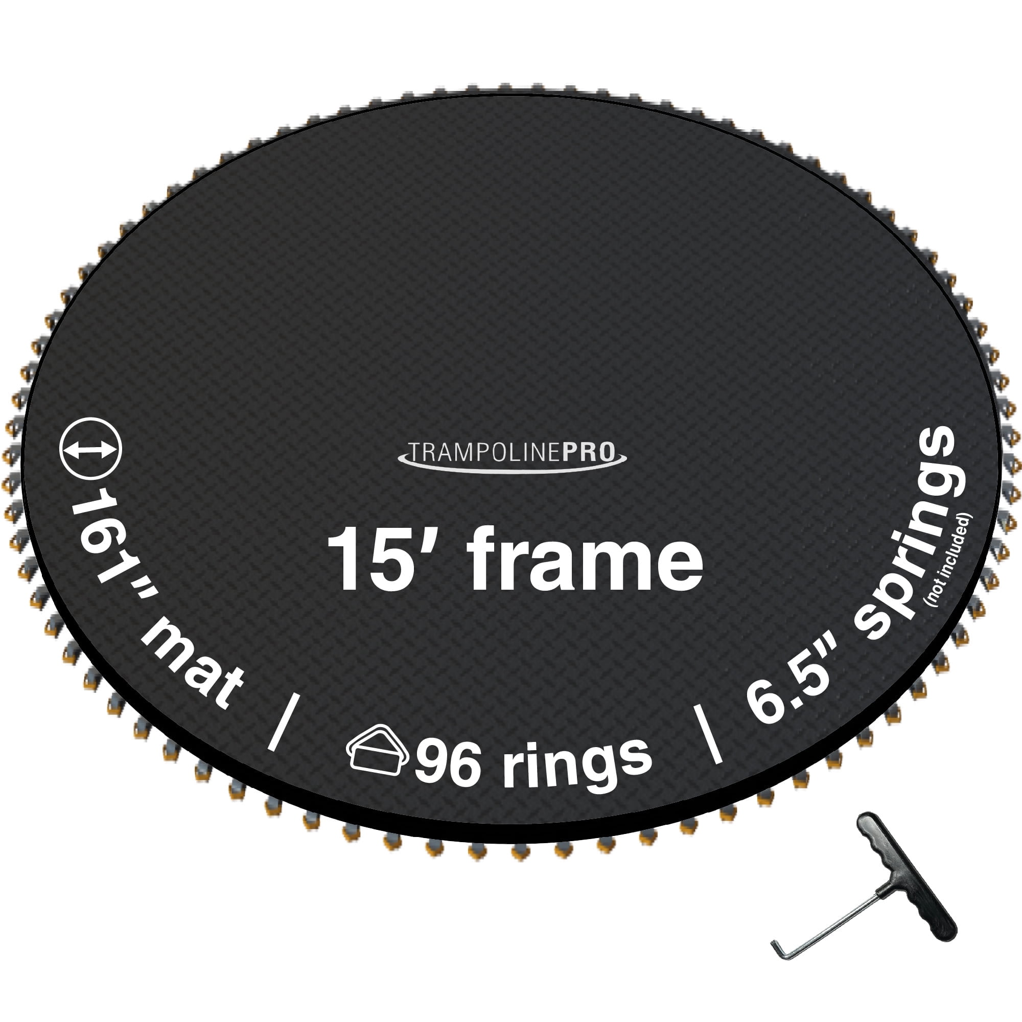 "TrampolinePro Replacement Jumping Mat for 15' Round Frame, 96 Rings, 6 ...