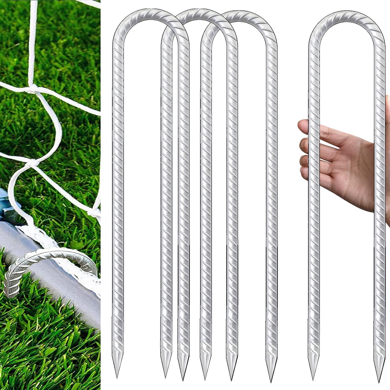 Trampolines Wind Stakes 12 Inch, U Shaped Rebar Stakes Heavy Duty ...